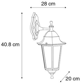 Klasická venkovní nástěnná lampa černá IP44 - New Orleans down