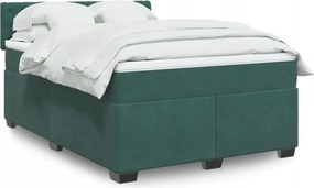 Box Spring Postel S Matrací Samet Tmavě Zelená Prošívaný design 160 x 200
