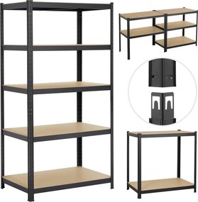 Zátěžový regál Yaheetech – Mod.9: 180 × 90 × 60 cm/875 kg černá (264515749188)