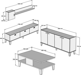 Sada nábytku do obývacího pokoje Sumer dub přírodní/bílá