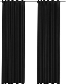 vidaXL Zatemňovací závěsy s háčky vzhled lnu 2 ks 140 x 225 cm [321165] Barva: Černá