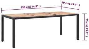 vidaXL Marketos 9dílný zahradní jídelní set s poduškami polyratan černý
