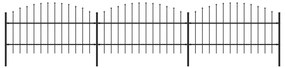 vidaXL Marketos Zahradní plot s kopím nahoře ocelový 537 x 100 cm černý
