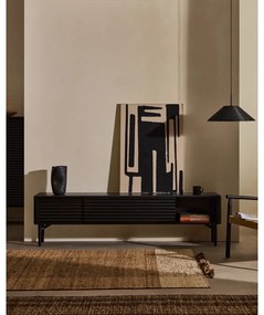 Černý TV stolek v dekoru dubu 200x57x35 cm Lenon – Kave Home