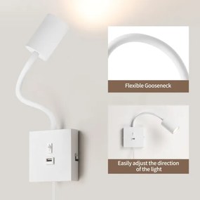 Immax 08296L - Nástěnná lampa s USB PUNTO 1xGU10/9W/230V bílá
