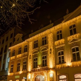 Easy Fix LED světelný závěs venkovní, 100 × 1200 cm, teple bílá, 1200 diod, bílý kabel, IP67, prodlužovací