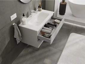 Mexen Orio, koupelnová skříňka 90 cm s umyvadlem Vela, 2 zásuvky, šedá matná/bílá matná, 91A10-09047-2-BFF62-W23M01