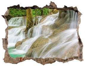 Wallmuralia Díra 3D ve zdi nálepka Vodopády 95x64 cm