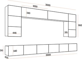 GAB Obývací stěna LORONA 1, Bílá 300 cm