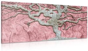 Obraz abstraktní strom na dřevě s růžovým kontrastem - 120x60 cm