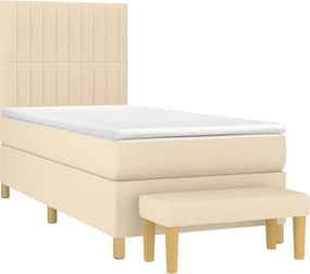 Box spring postel s matrací krémová 90x190 cm textil 3137282