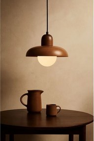 Hnědé závěsné svítidlo s dřevěným stínidlem ø 25 cm Elsa – Opviq lights