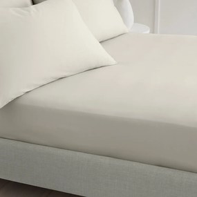Béžové napínací prostěradlo z bavlněného perkálu 90x190 cm Cotton Percale – Bianca