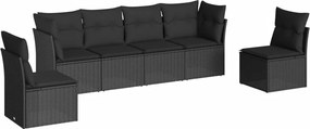 6dílná zahradní sedací souprava s poduškami černá polyratan 3249204