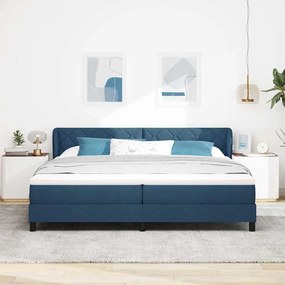 Postel s boxspringem s čelo Modrá 200 x 200 cm textil 3340114
