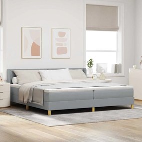 Postel s boxspringem s čelo Světle šedá 200 x 200 cm textil 3341377