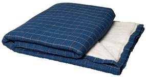 HK living Bavlněný přehoz Checkered Sherpa Blue 130 x 170 cm, modrá barva, textil