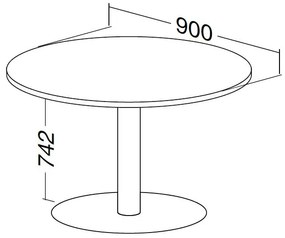 Jednací stůl ProOffice, průměr 90 cm, třešeň