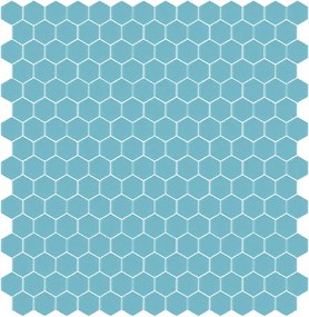 Hisbalit Skleněná mozaika modrá Mozaika 335B SATINATO hexagony 2,3x2,6 (33,33x33,33) cm - HEX335BLH