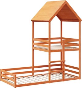 Patrová postel se střechou voskově hnědá 80x200 cm borové dřevo 3282395
