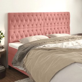 Čelo postele růžové 180x7x118/128 cm sametové 3116733