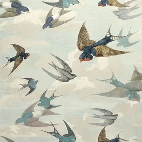 Tapeta CHIMNEY SWALLOWS SKY BLUE, kolekce PICTURE BOOK PAPERS