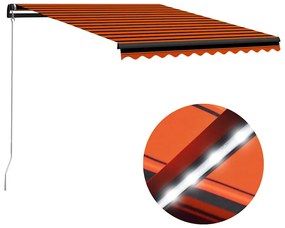 Ručně zatahovací markýza LED světlo 300x250 cm oranžová a hnědá
