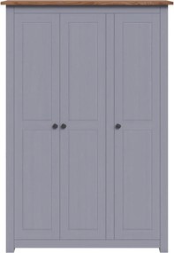 Šatní skříň se 3 dveřmi šedá 118x50x171,5 cm borovice Panama 282662