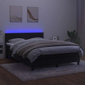 Box spring postel s matrací a LED černá 140x190 cm samet 3134281