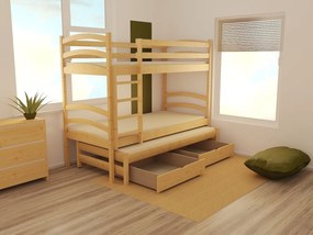 Patrová postel s výsuvnou přistýlkou PPV 011 90 x 200 cm - přírodní
