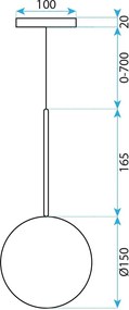 Toolight Rea, Skleněné kulové závěsné stropní svítidlo 15cm APP1680-1CP, OSW-04300