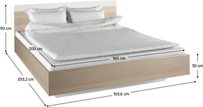 Manželská postel GABRIELA 160×200 cm, dub sonoma / bílá Kondela 0000135228