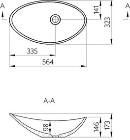 Sapho Rosseta RS564 umyvadlo na desku 56,4 x 32,3 cm
