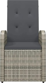 vidaXL Polohovací zahradní židle s poduškami 2 ks šedé polyratan [319539]