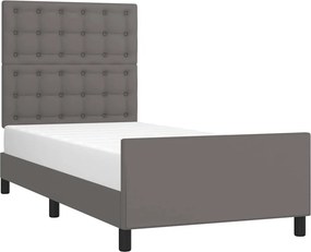 Rám postele s čelem šedý 90x190 cm umělá kůže 3125547