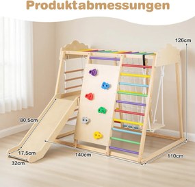 Costway 8-in-1 Gymnastický set v džungli Dřevěné montessori šplhací hračky