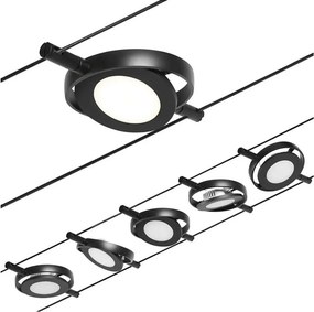 Paulmann 94418 - SADA 5xLED/4,5W Kompletní lankový systém ROUNDMAC 230V černá