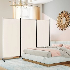 Costway 180 cm dělicí příčka na kolečkách Skládací zástěna s 3 volně