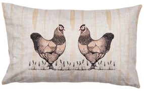 Béžový povlak na polštář se slepičkami Happy Easter - 30*50 cm