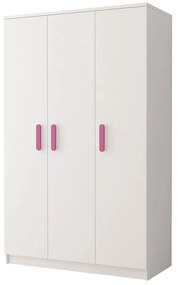IDZ Velká šatní skříň Smyk - Bílá / Barevné úchytky Barva: Růžová