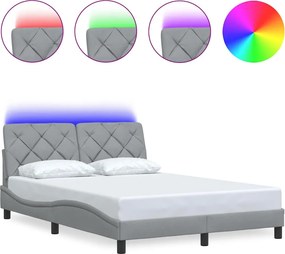 Rám postele s LED bez matrace Světle šedá 140x190 cm Látka 3310664
