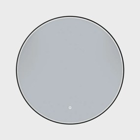 Erga Charlotte, kulaté LED zrcadlo 80cm, černý kovový rám, 1840 lm, 6500K, přední boční osvětlení, ERG-V01-204-8080-BK
