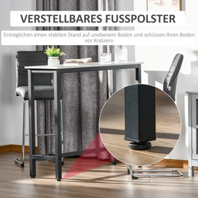 HOMCOM Barový stůl s mramorovým vzhledem, kuchyňský stůl s nastavitelnými nohami do obývacího pokoje, jídelny, ocel 120 x 40 x 100 cm Bílá+Černá