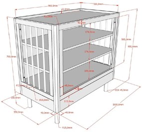 Dětská komoda z dubového dřeva s přebalovacím pultem v přírodní barvě 100x95x55 cm Forrest – Vipack