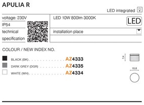 AZzardo LED stropní svítidlo Apulia R, IP54, 3000K Barva: Antracit
