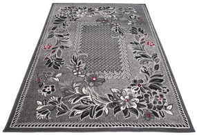 Chemex Moderní koberec Tap - mřížka a květiny 1 - šedý Rozměr koberce: 60x100 cm
