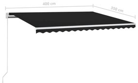 vidaXL Marketos Ručně zatahovací markýza 400 x 350 cm antracitová