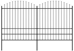 Zahradní plot s kopím nahoře ocelový 359 x 200 cm černý