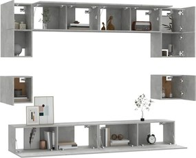 8dílný set TV skříněk betonově šedý kompozitní dřevo 3114417