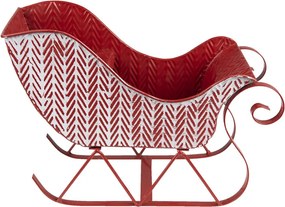 Červeno-bílá antik vánoční dekorace sáňky - 32*15*24 cm
